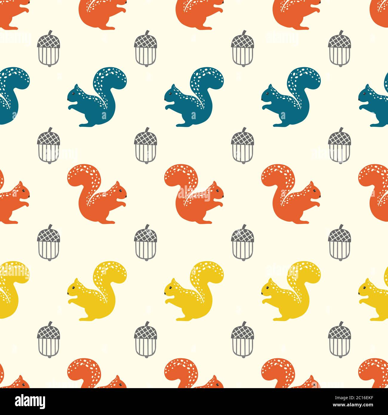 Seamless pattern with squirrels and nuts. Cute childish texture for fabric, textile, nursery ...