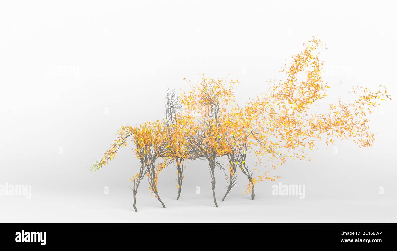 Growing Tree in a shape of Horse. Eco Concept. 3D rendering Stock Photo ...