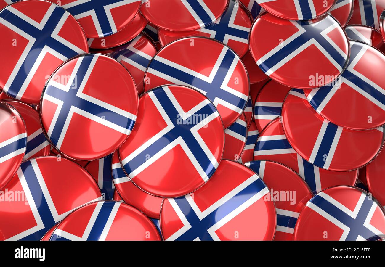 Norway Badges Background - Pile of norwegian Flag Buttons Stock Photo ...