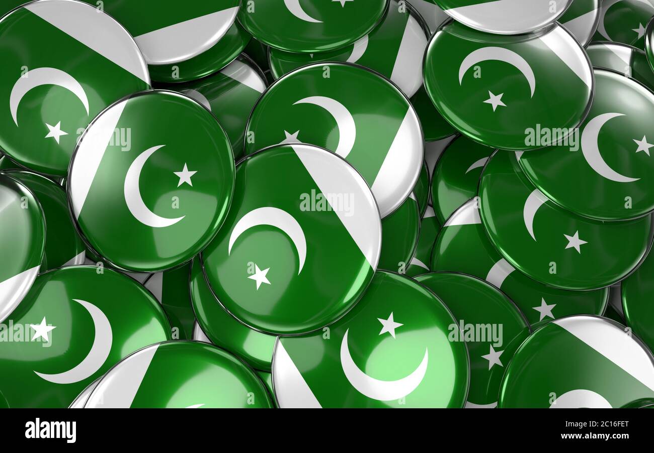 Pakistan Badges Background - Pile of Pakistani Flag Buttons Stock Photo ...