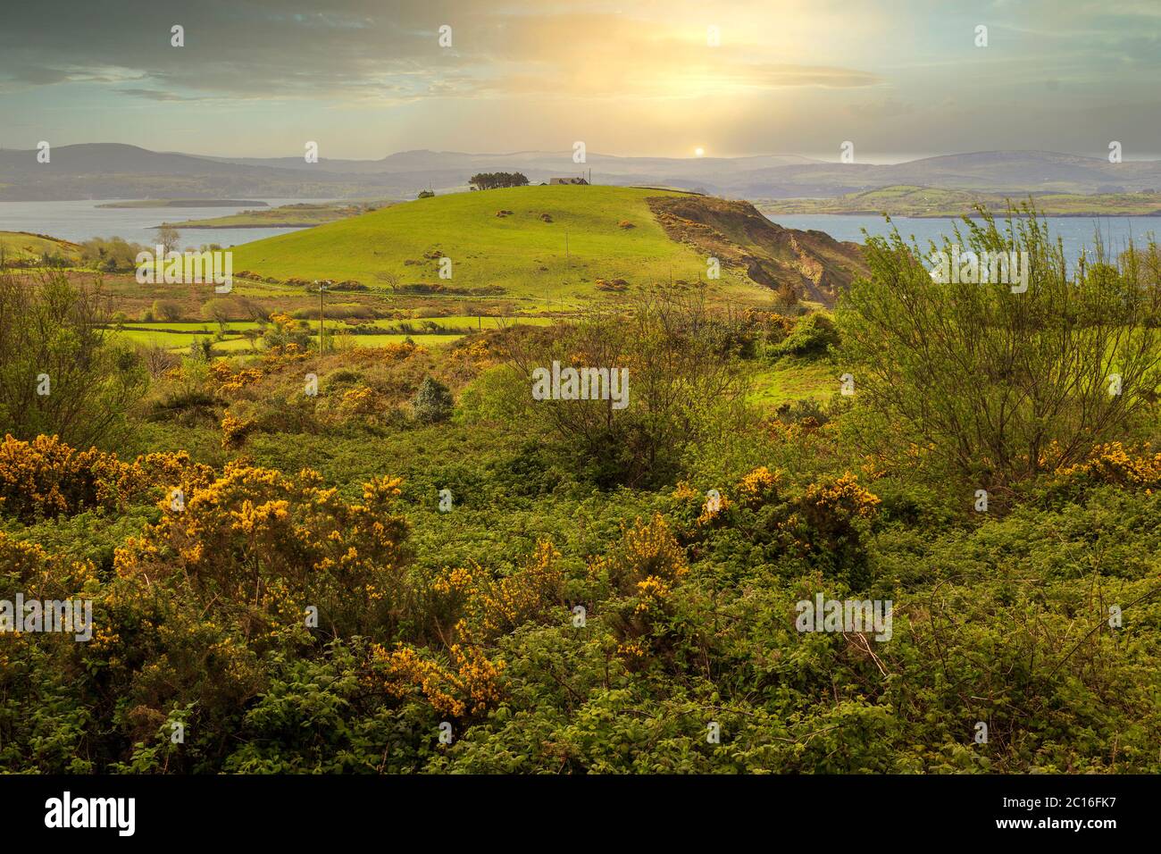 The spectacular landscape of Bantry Bay near Ballylicky in County Cork ...