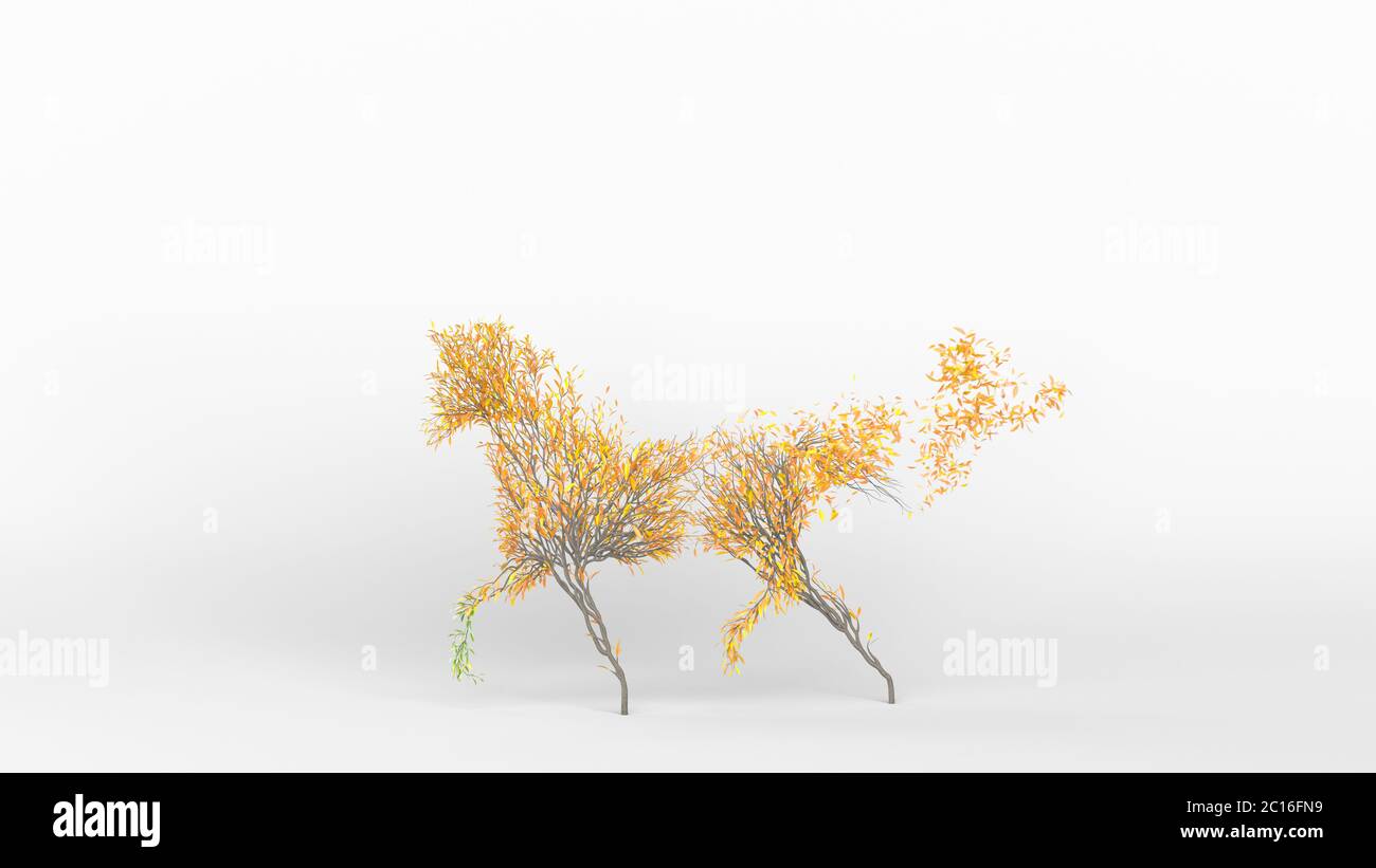 Growing Tree in a shape of Horse. Eco Concept. 3D rendering Stock Photo ...