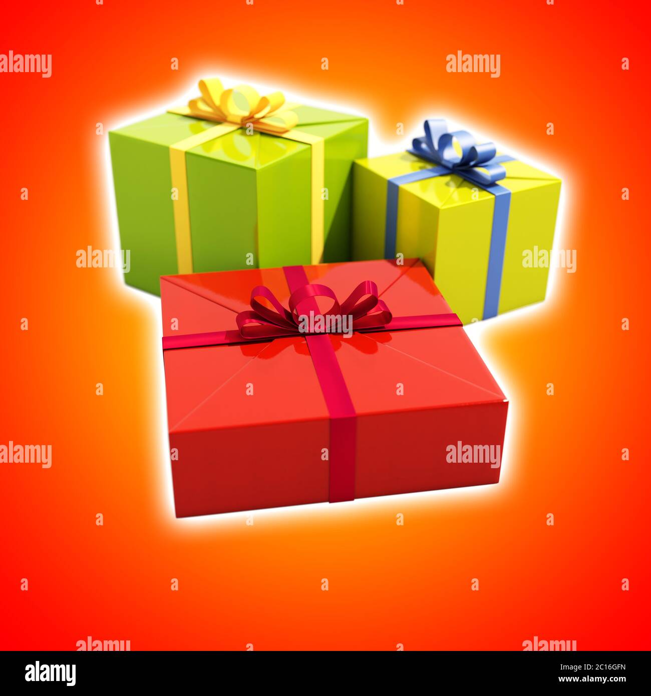 3 Gift Boxes Close Up Stock Photo - Alamy