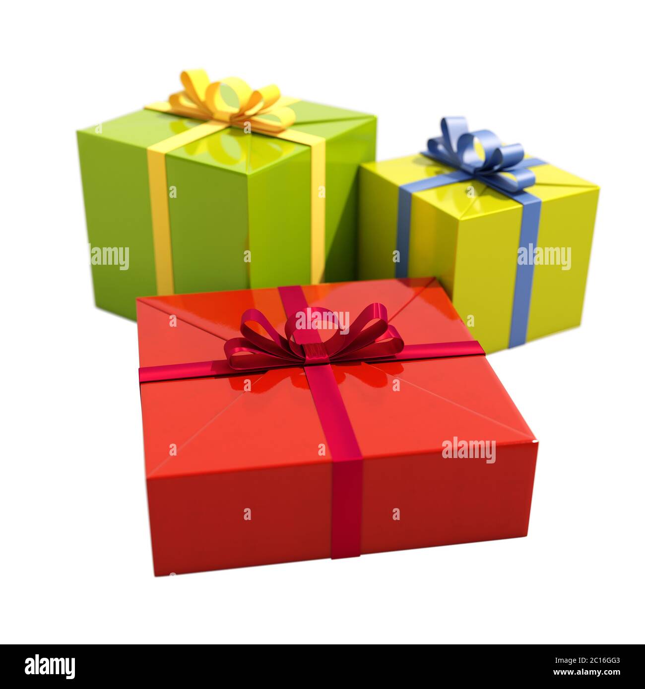 3 Gift Boxes Close Up Stock Photo - Alamy
