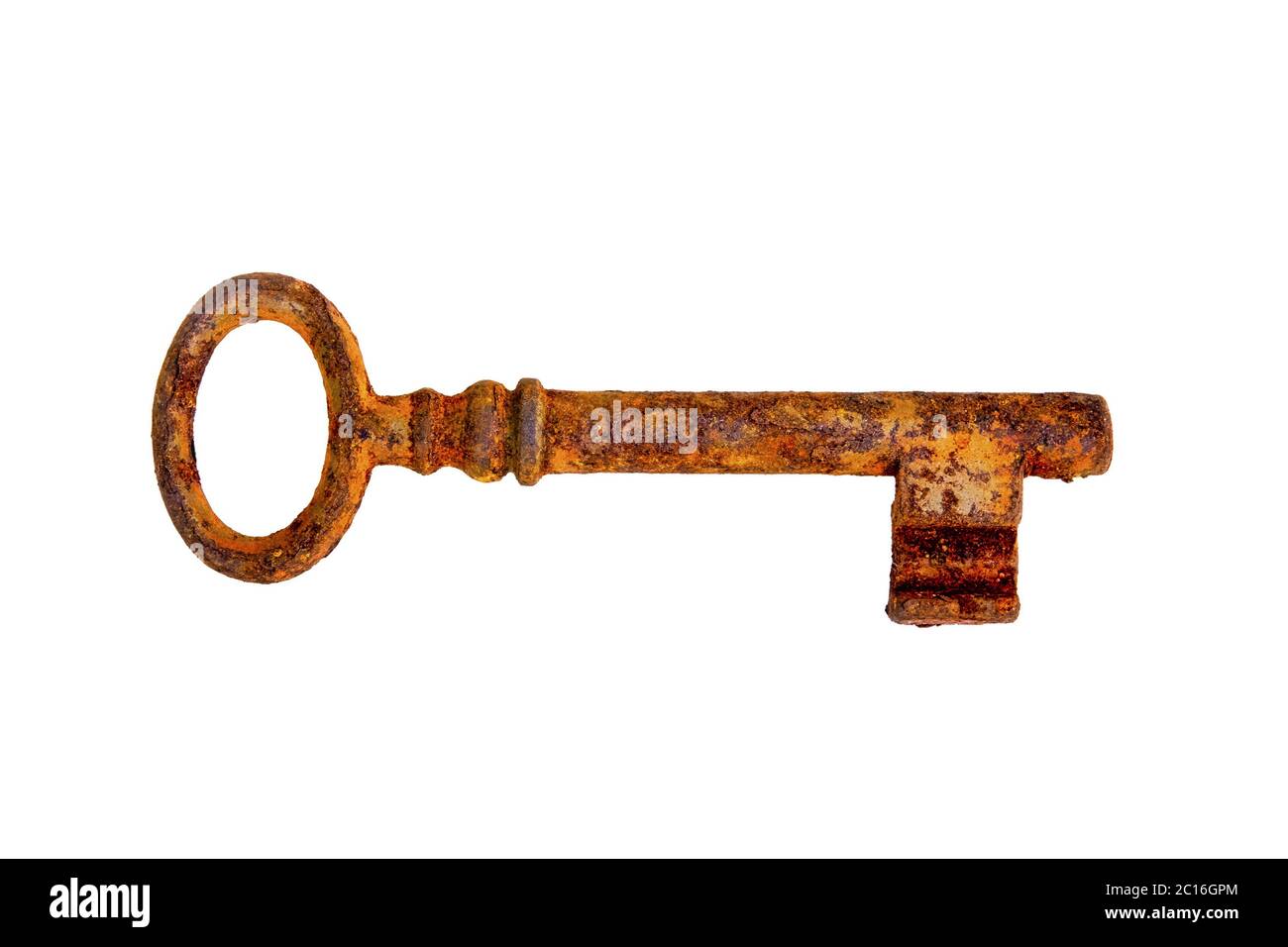 Old rusty key on a white background Stock Photo - Alamy
