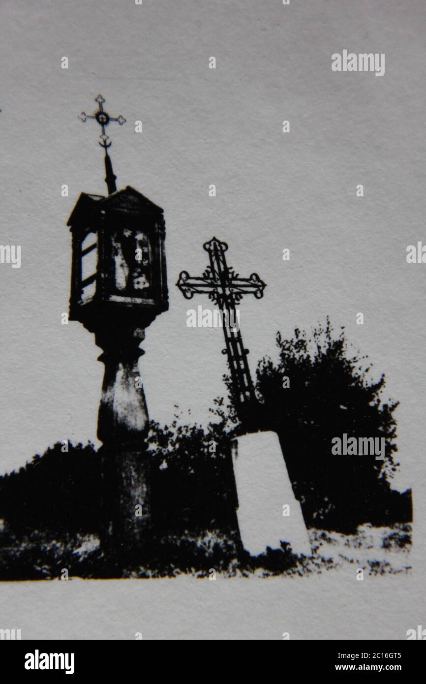 Fine 70s vintage black and white extreme photography of a roadside ...