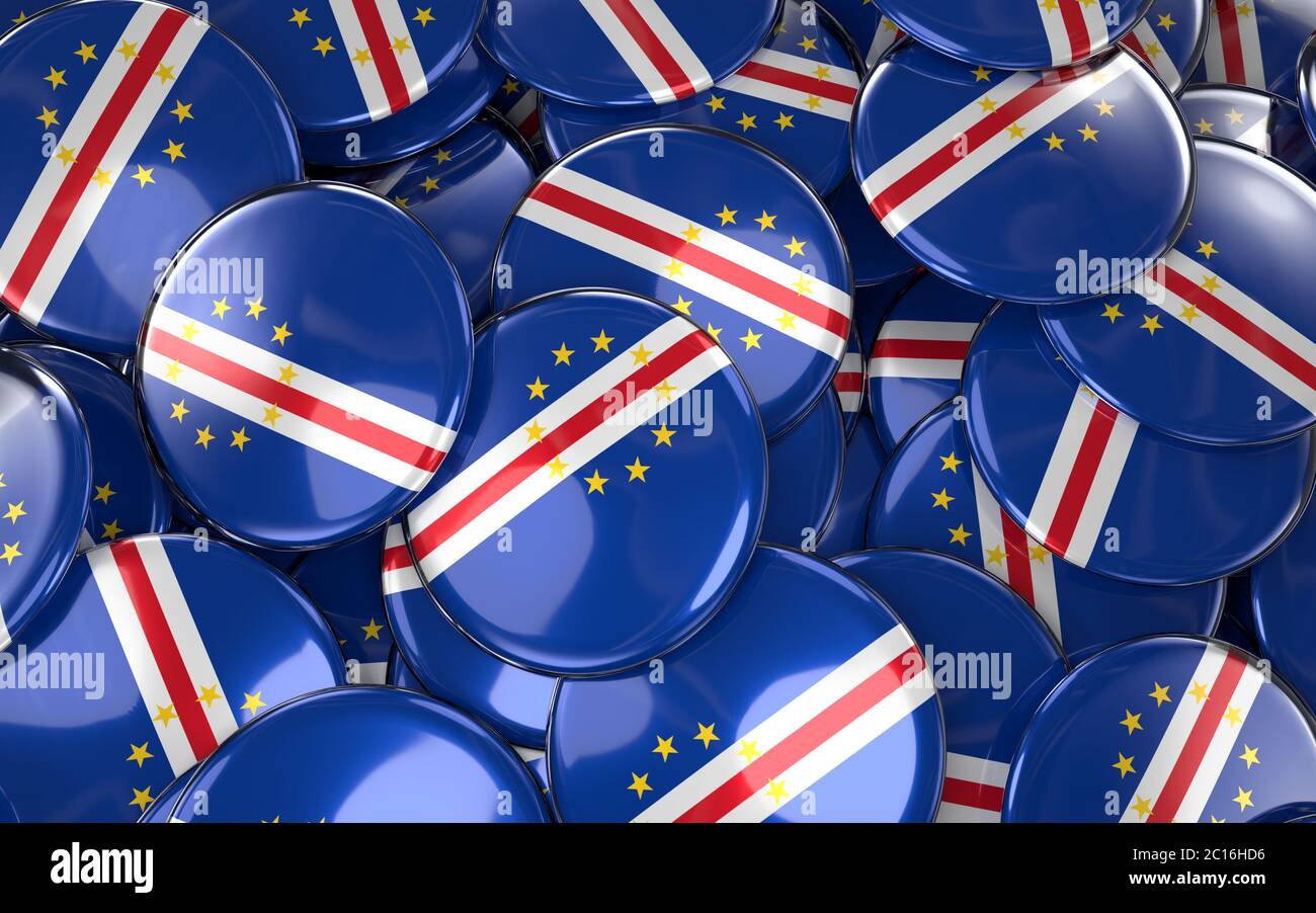 Cape Verde Badges Background - Pile of Cabo Verdean Flag Buttons Stock ...