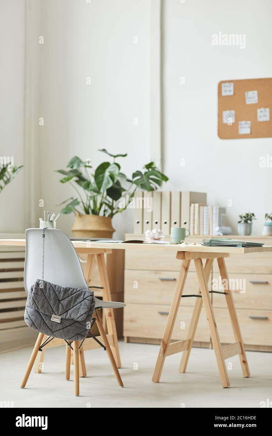 Full length background image of cozy home office workplace with minimal ...