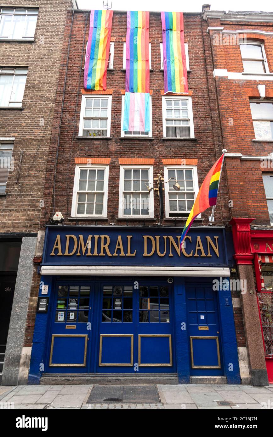The Admiral Duncan pub on the Old Compton Street is pictured closed ...