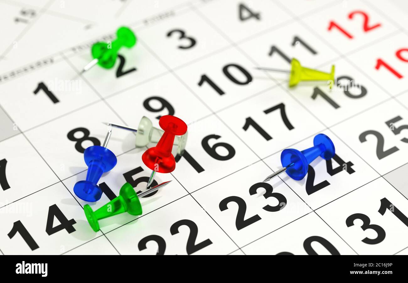 Calendar red push pin hi-res stock photography and images - Alamy