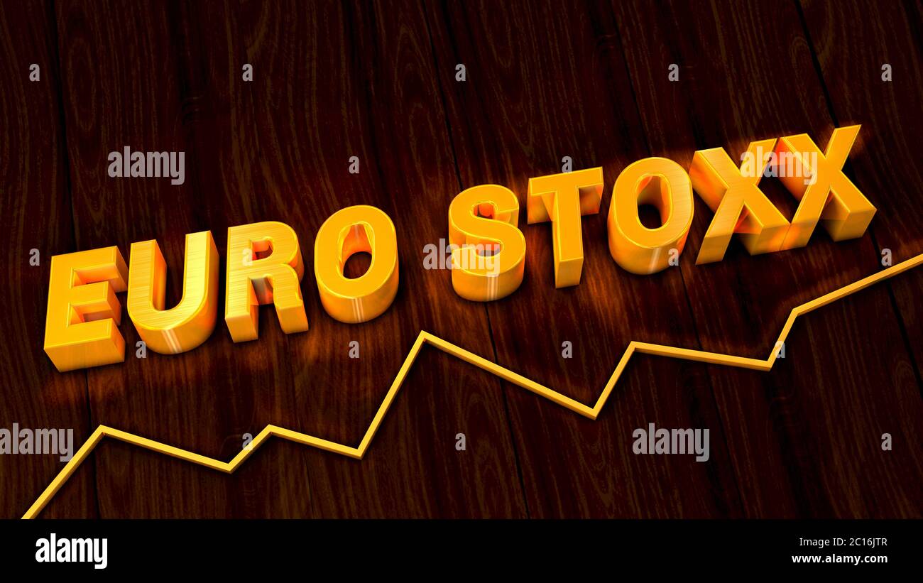 Golden writing of the european Euro stoxx stock market index above a ...