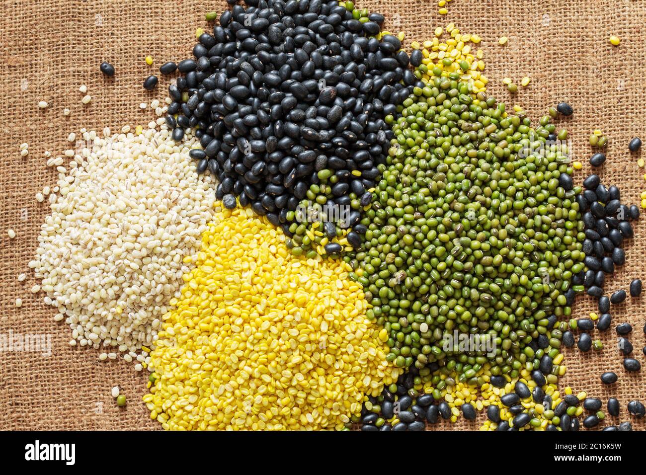 many beans on sack Stock Photo - Alamy