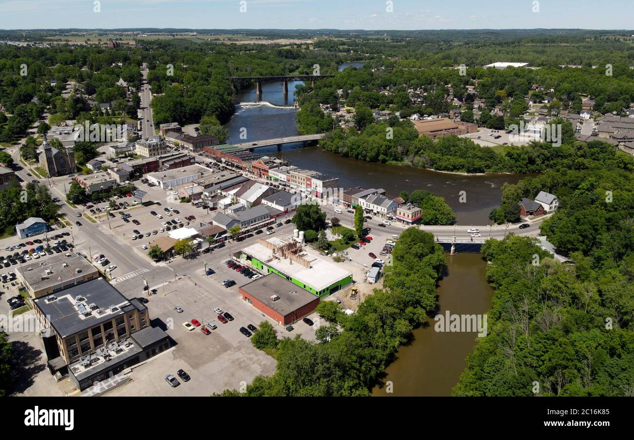 Aerial ontario town river hi-res stock photography and images - Alamy