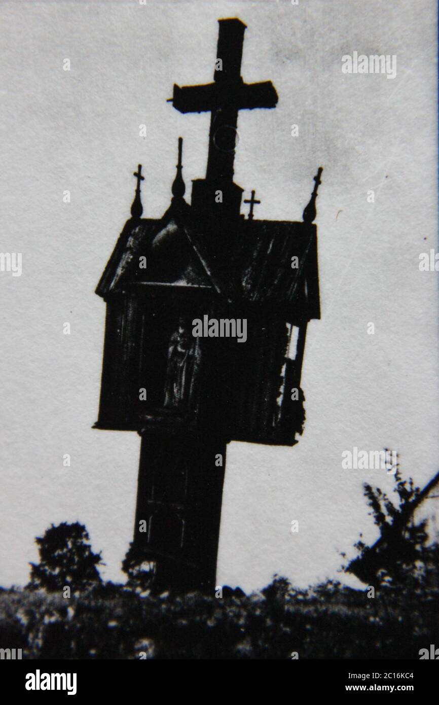 Fine 70s vintage black and white extreme photography of a roadside ...