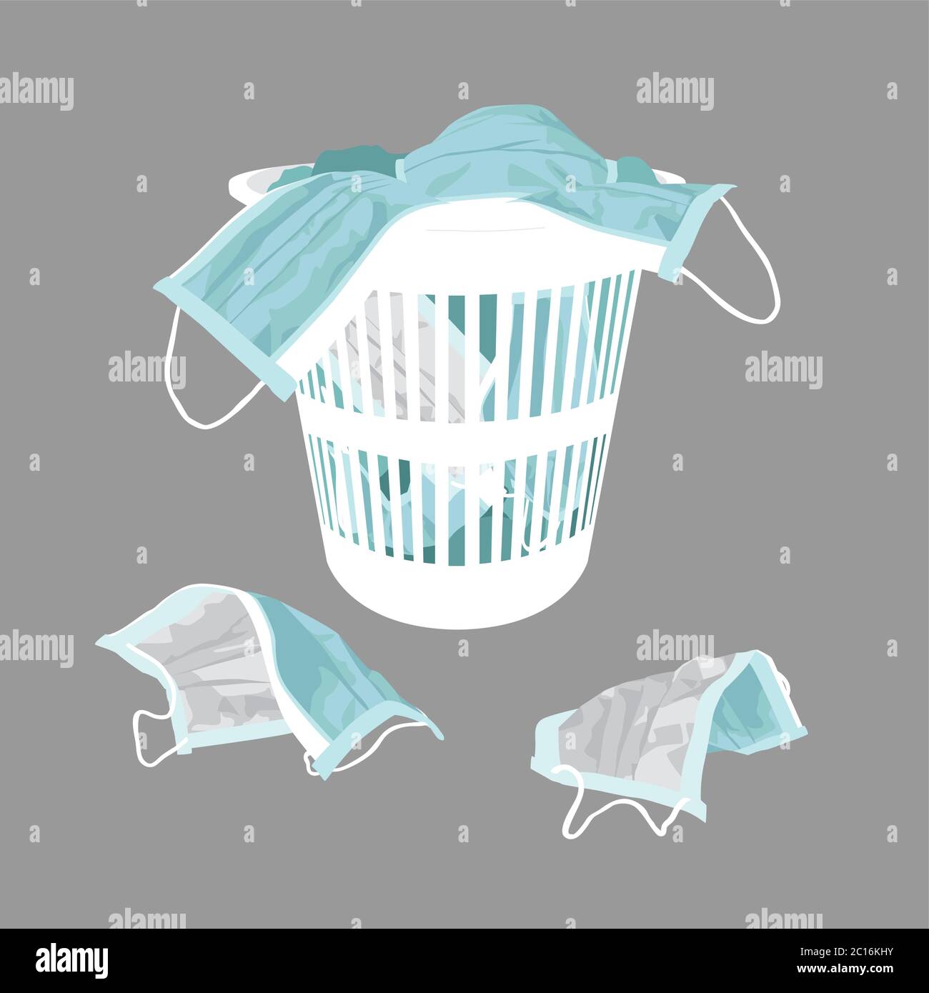 Hand drawn vector illustration of crumpled, worn, used surgical face ...