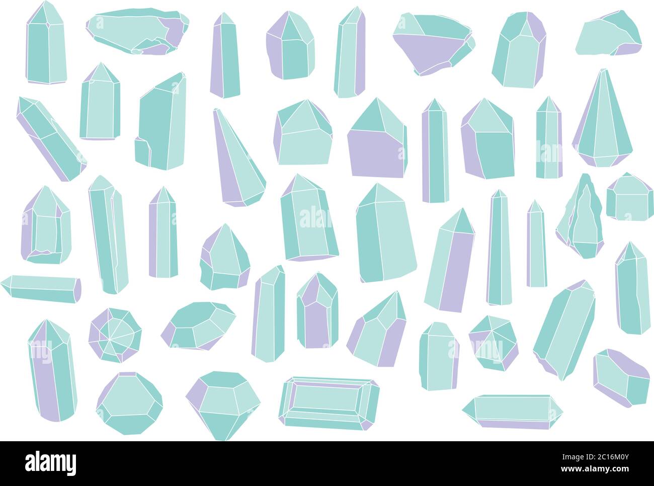 Vector illustrations set of hand drawn colorful geometric gems ...