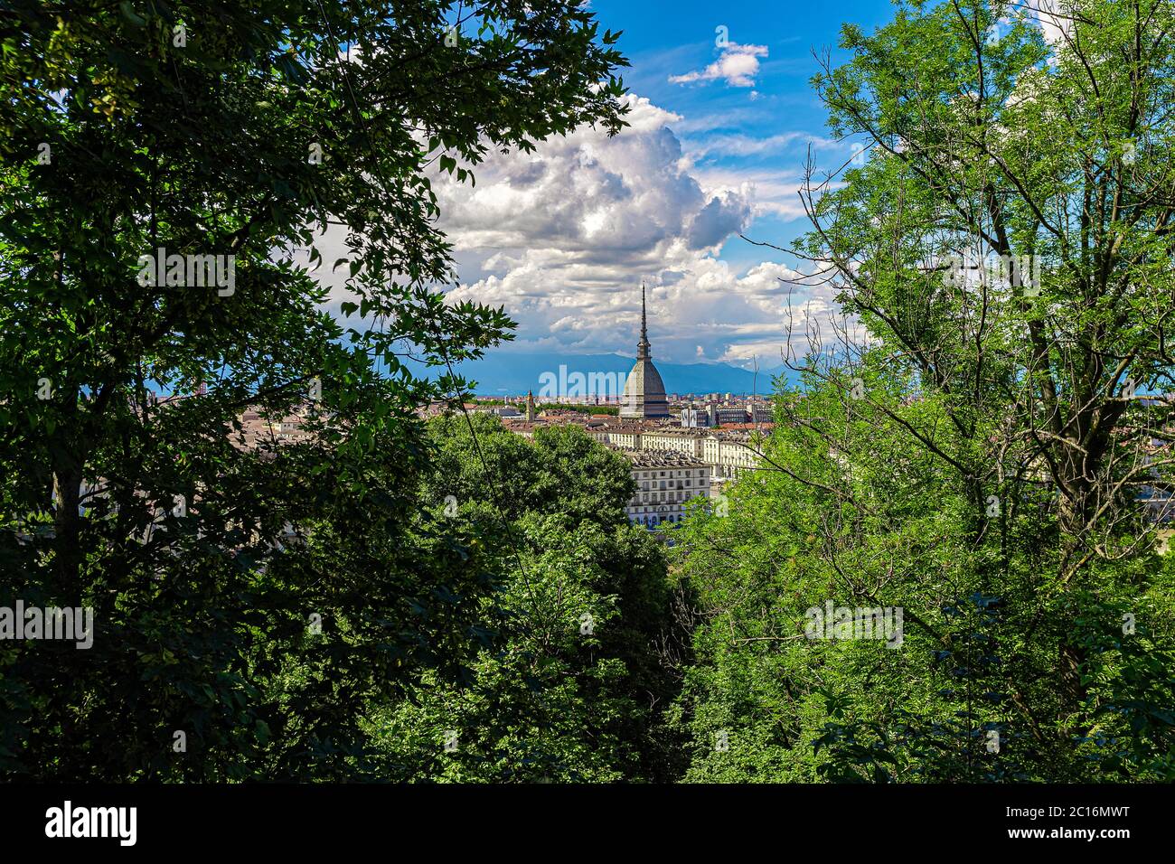 Italy Piedmont Turin Monte dei Cappuppini - view of Turin with Mole ...