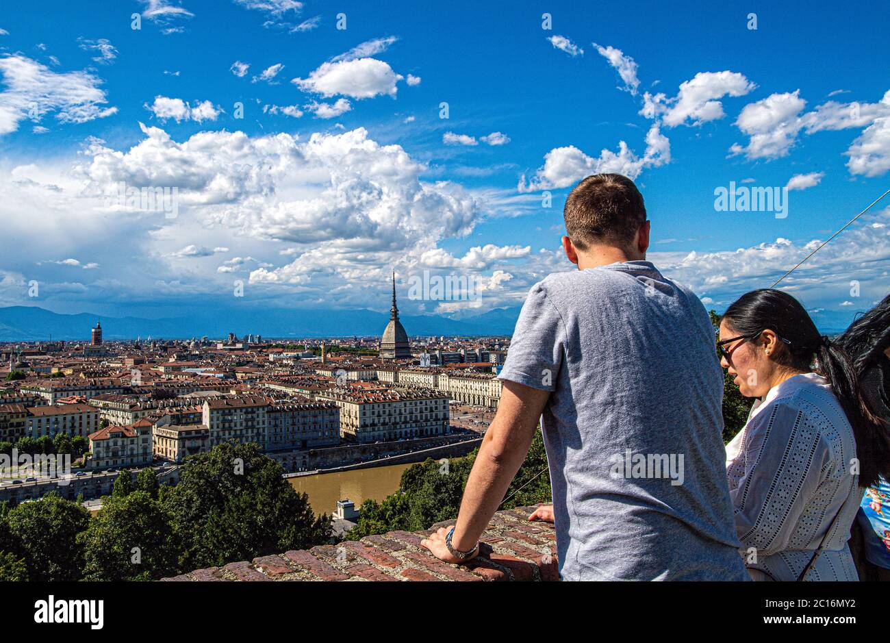 Italy Piedmont Turin Monte dei Cappuppini - view of Turin with Mole ...