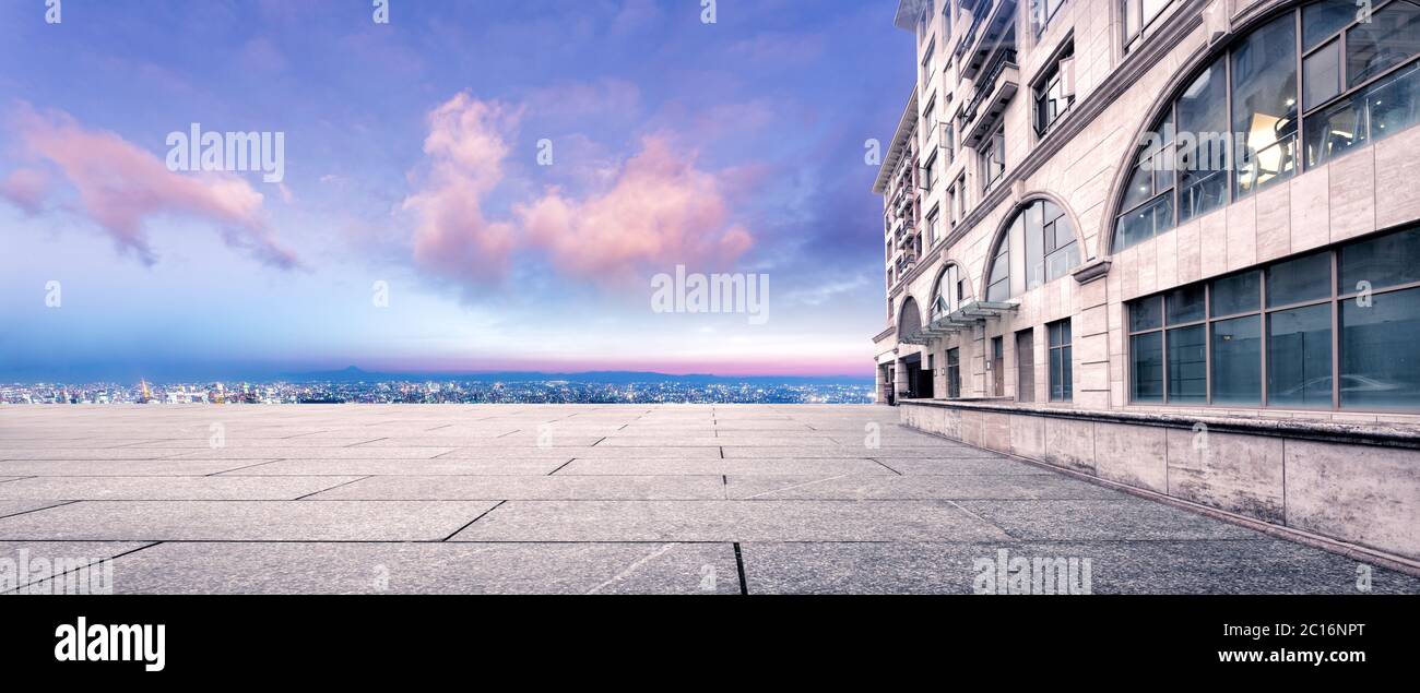 empty floor with cityscape of modern city Stock Photo - Alamy