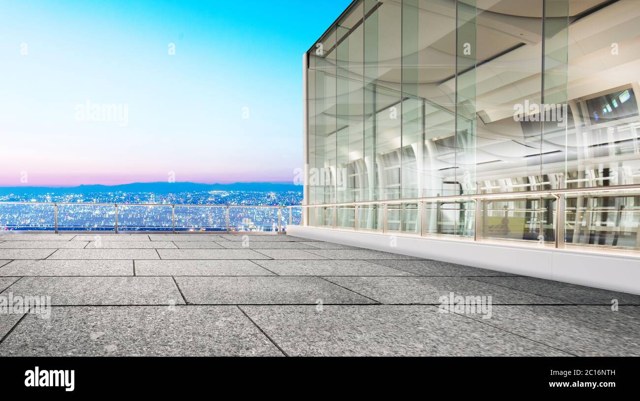 empty floor with cityscape of modern city Stock Photo - Alamy