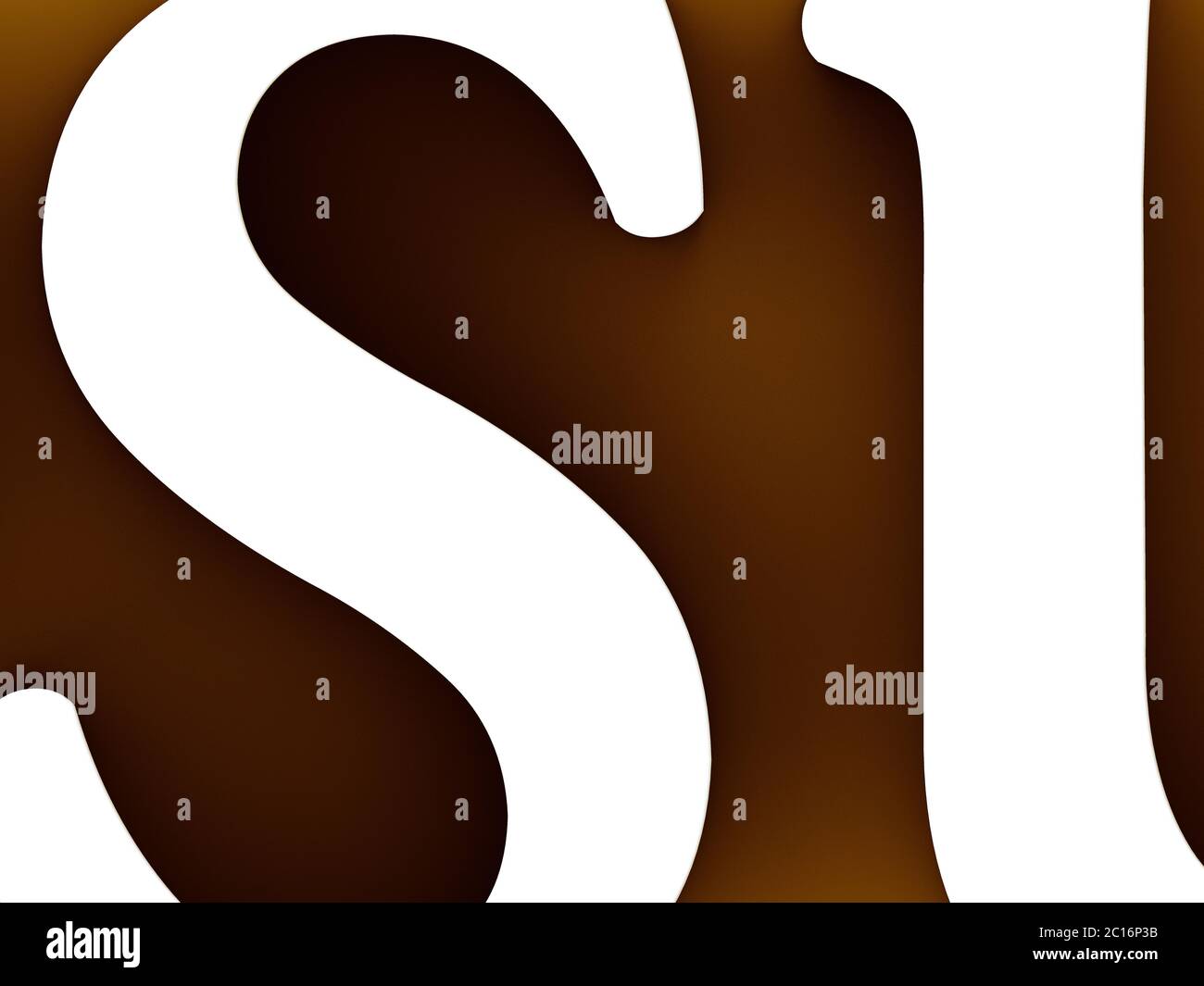 3d illustration of cut letters with the focus on the spaces between the ...