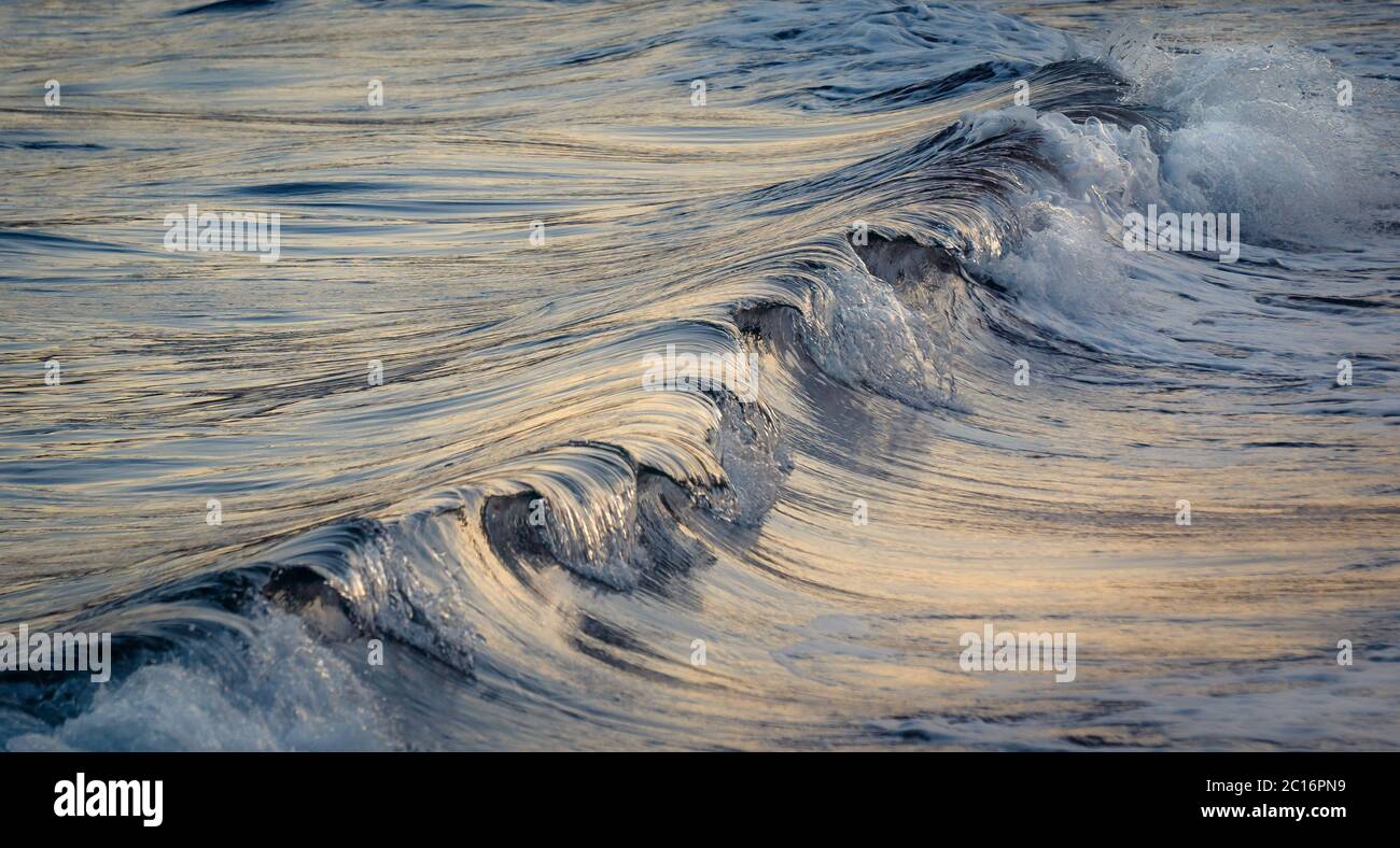 Sea background. yellow waves at sunset. bright sea Stock Photo - Alamy
