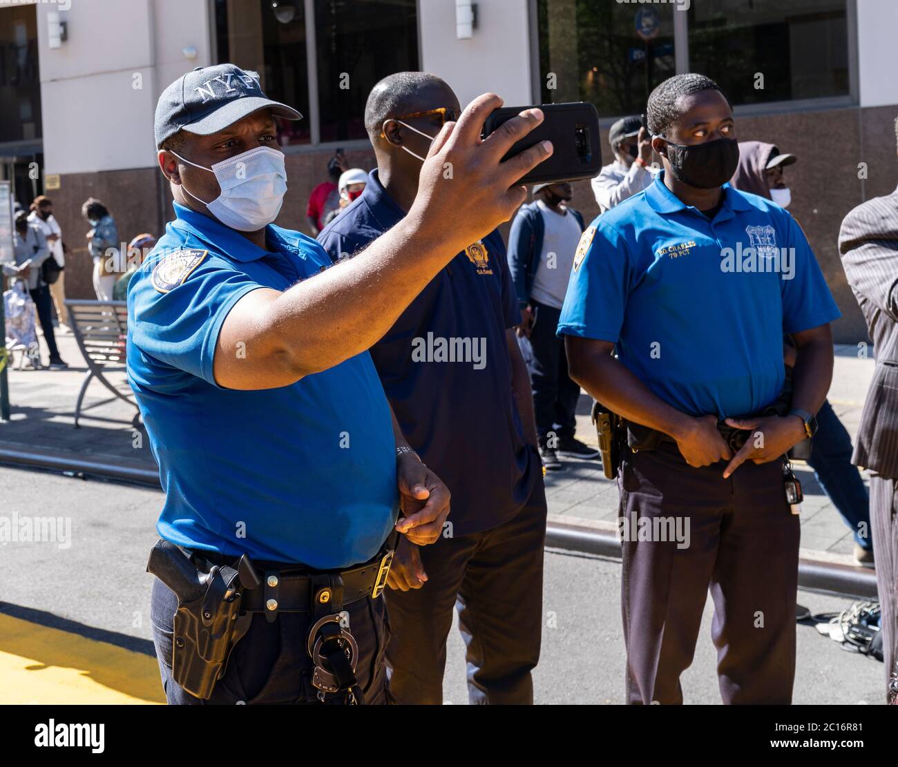 New York, NY - June 14, 2020: Members of NYPD Community Affairs unit ...