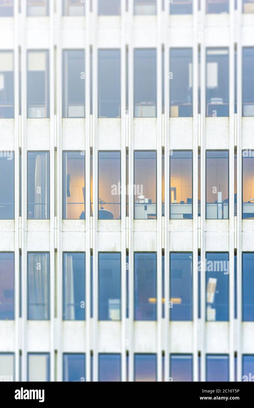 Windows on a modern office building in a sunny day with Tilt-Shift ...