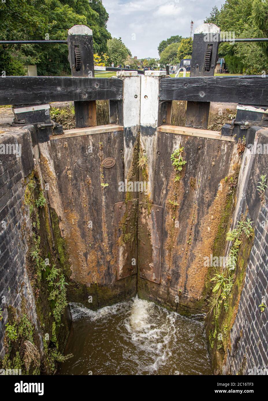 The Trent and Mersey Canal and canal lock gates in Staffordshire ...