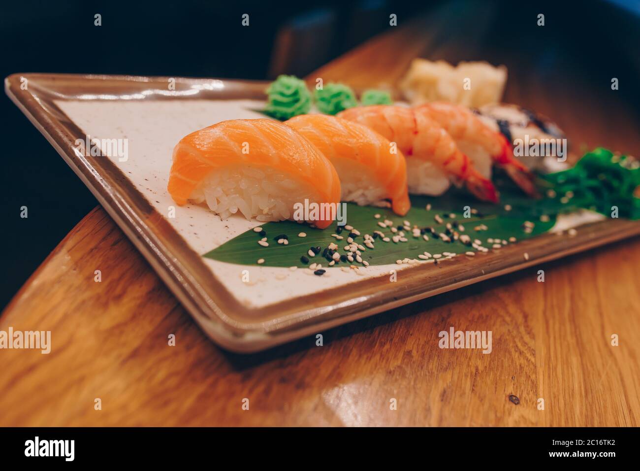 Large set of Sushi Rolls Warm Ebi Sake Unagi Spring. A lot assortment ...