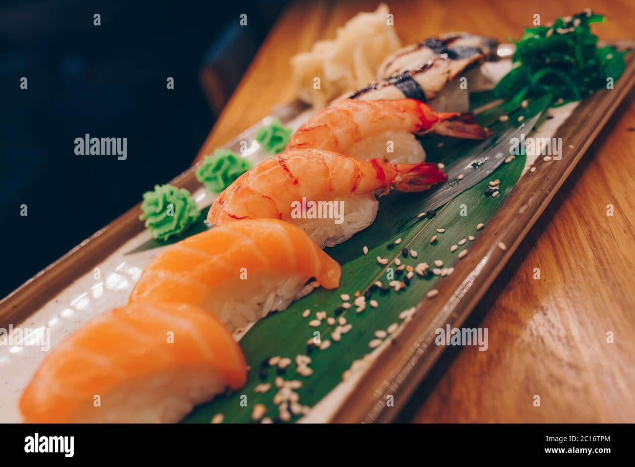 Large set of Sushi Rolls Warm Ebi Sake Unagi Spring. A lot assortment ...