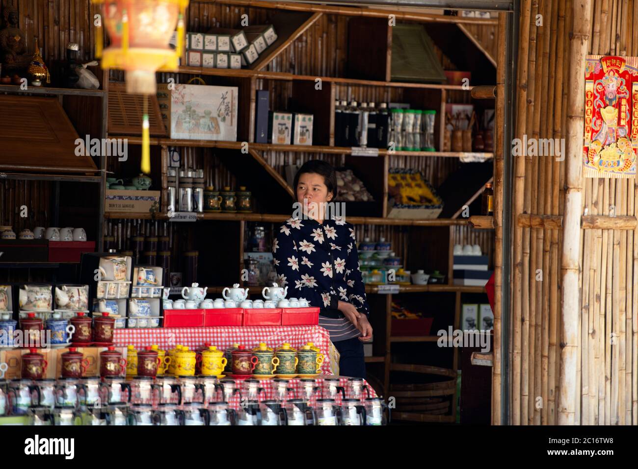 A vendor inside her shop in Ban Rak Thai Chinese village, Mae Hong Son ...