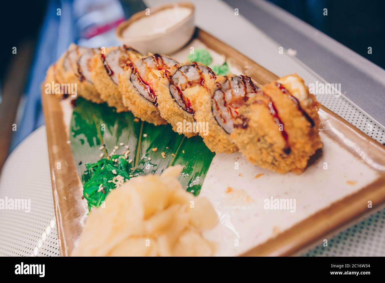 Large set of Sushi Rolls Warm Ebi Sake Unagi Spring. A lot assortment ...