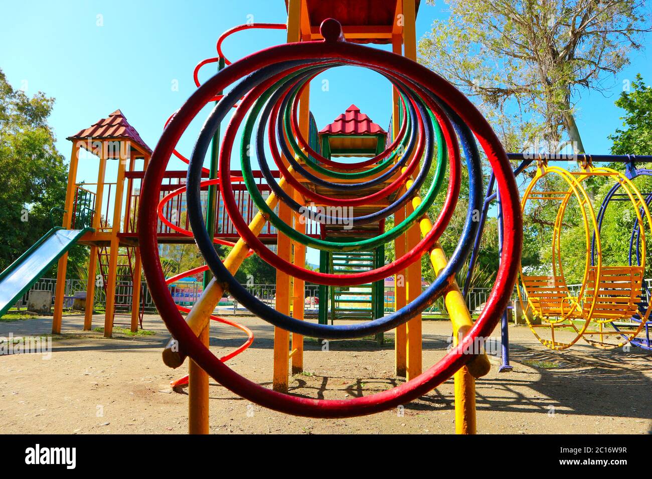 Colorful metal playground Stock Photo - Alamy
