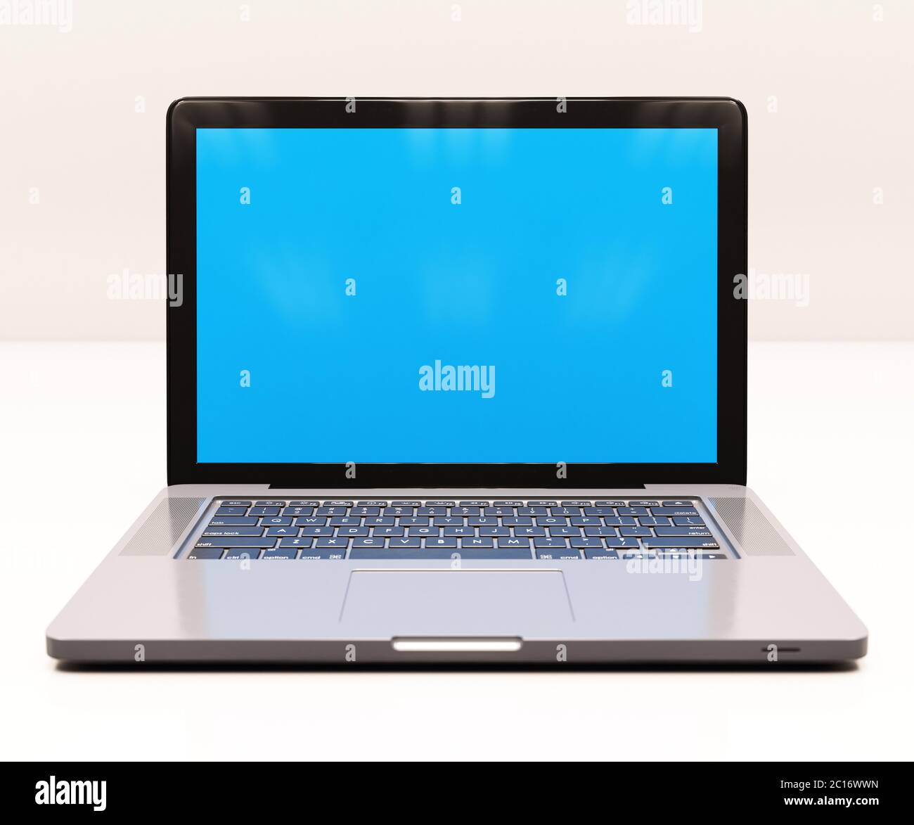 Laptop with Blank Screen Stock Photo - Alamy