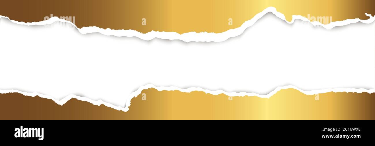 upper and lower part of ripped open paper colored gold Stock Vector ...