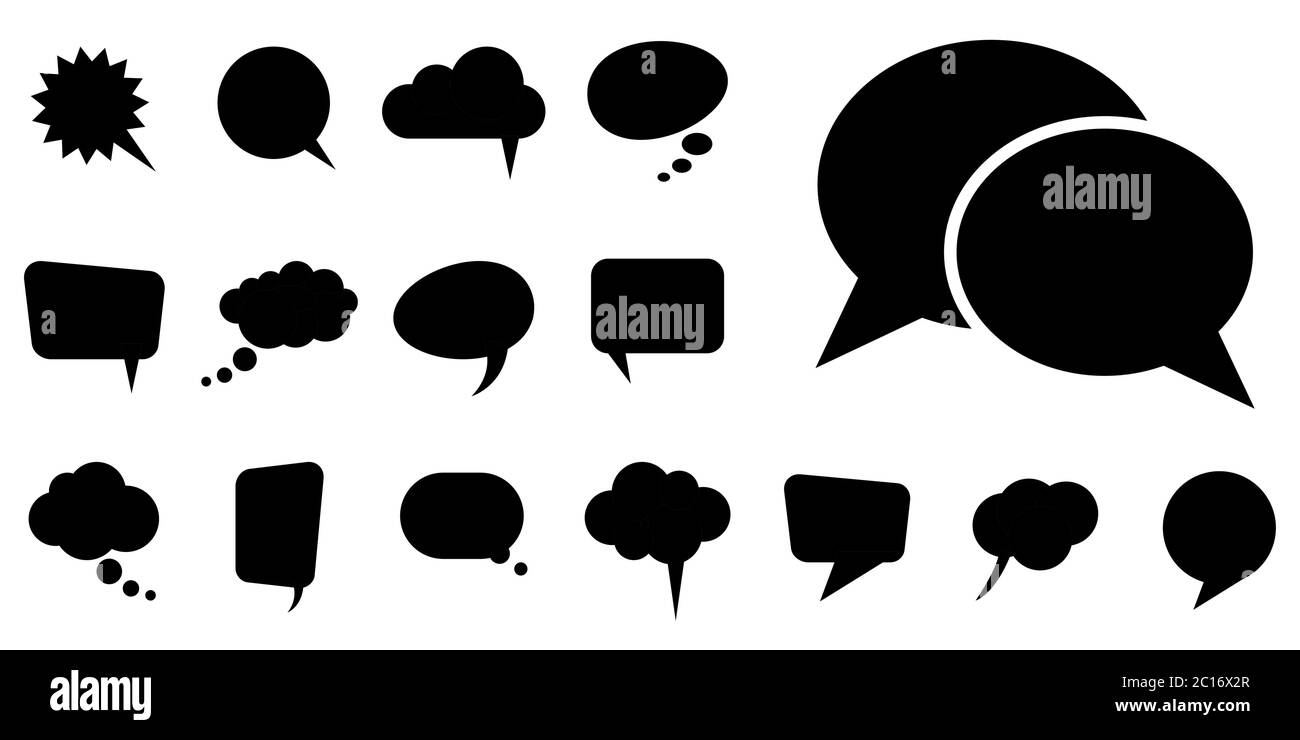 collection of different speech bubbles and thought bubbles with space ...