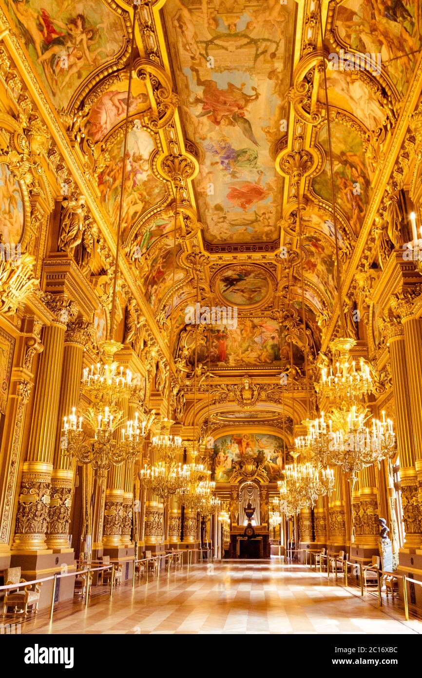 Interior of Opera Garnier in Paris beautiful ceiling Stock Photo - Alamy