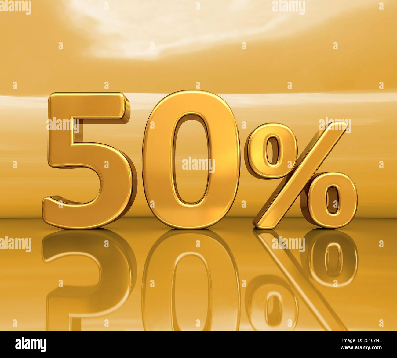 Gold 50%, Fifty Percent Discount Sign Stock Photo - Alamy