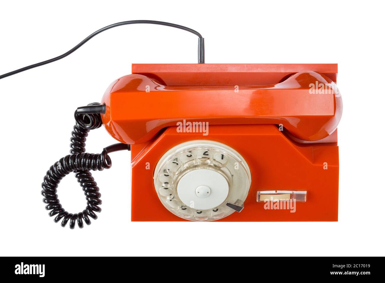 Orange retro phone isolated on white background Stock Photo - Alamy