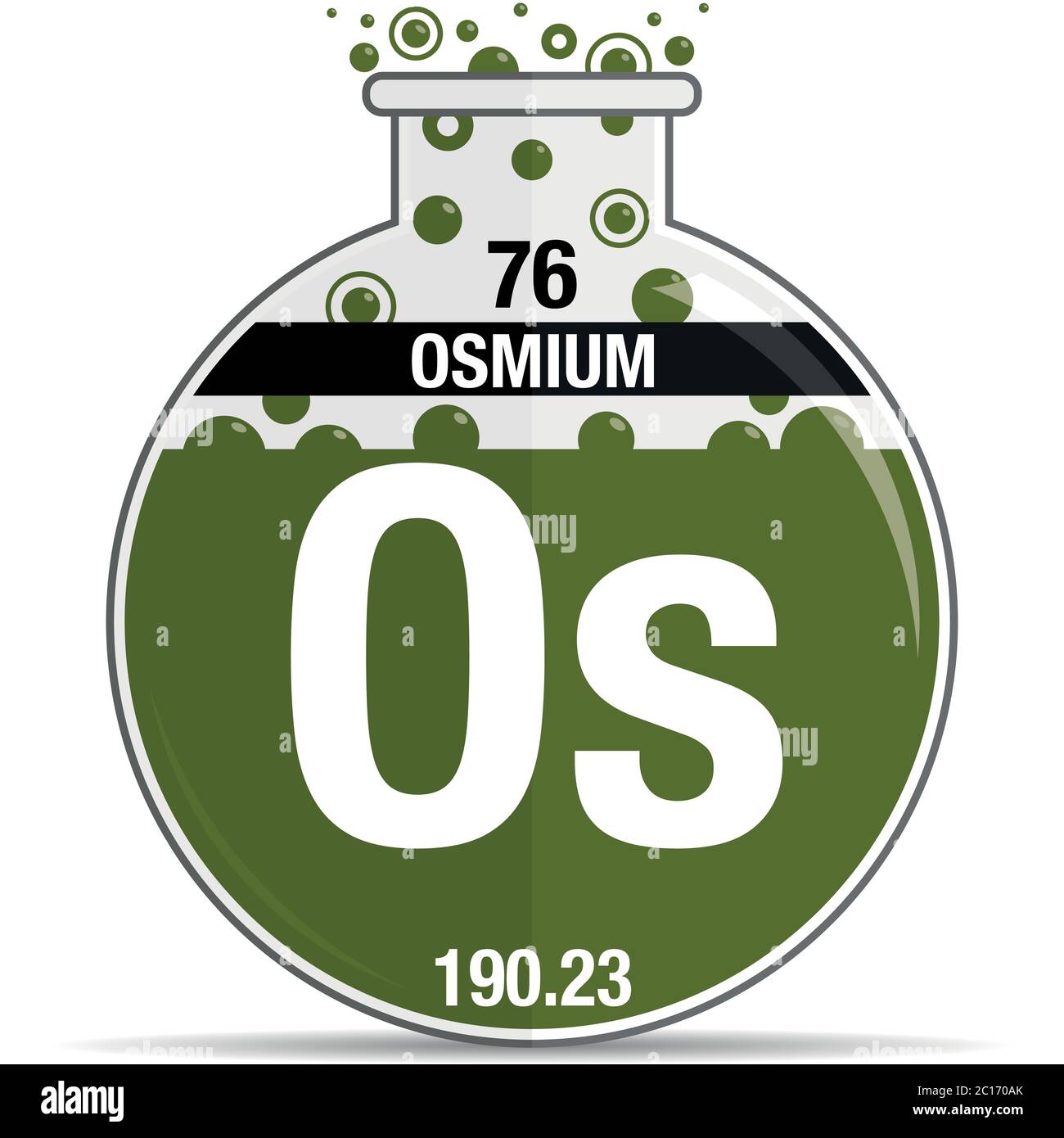 Osmium symbol on chemical round flask. Element number 76 of the ...