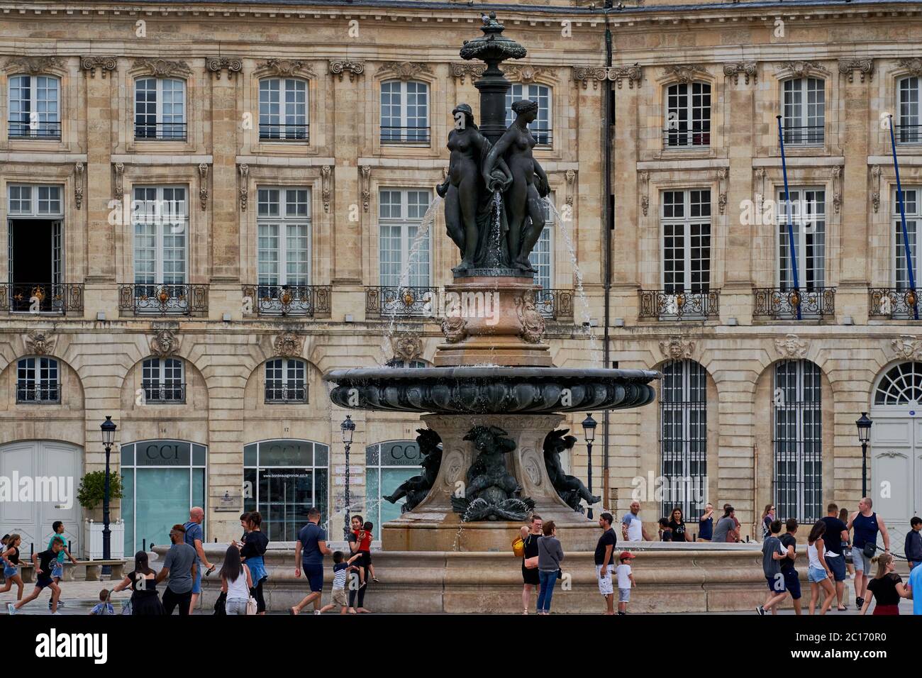 The fountain at place de la bourse in Bordeaux, France Stock Photo - Alamy