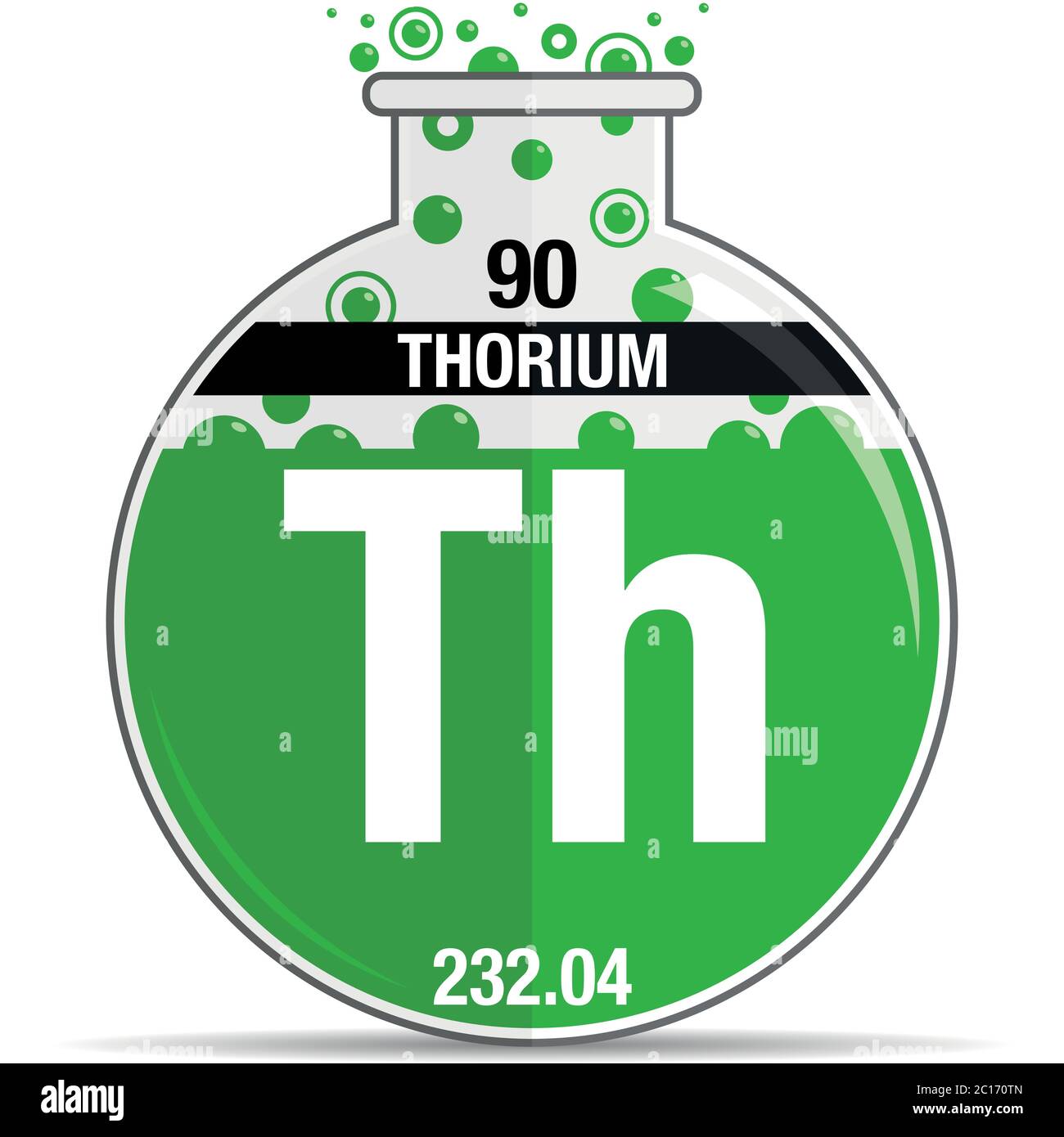 Thorium symbol on chemical round flask. Element number 90 of the ...