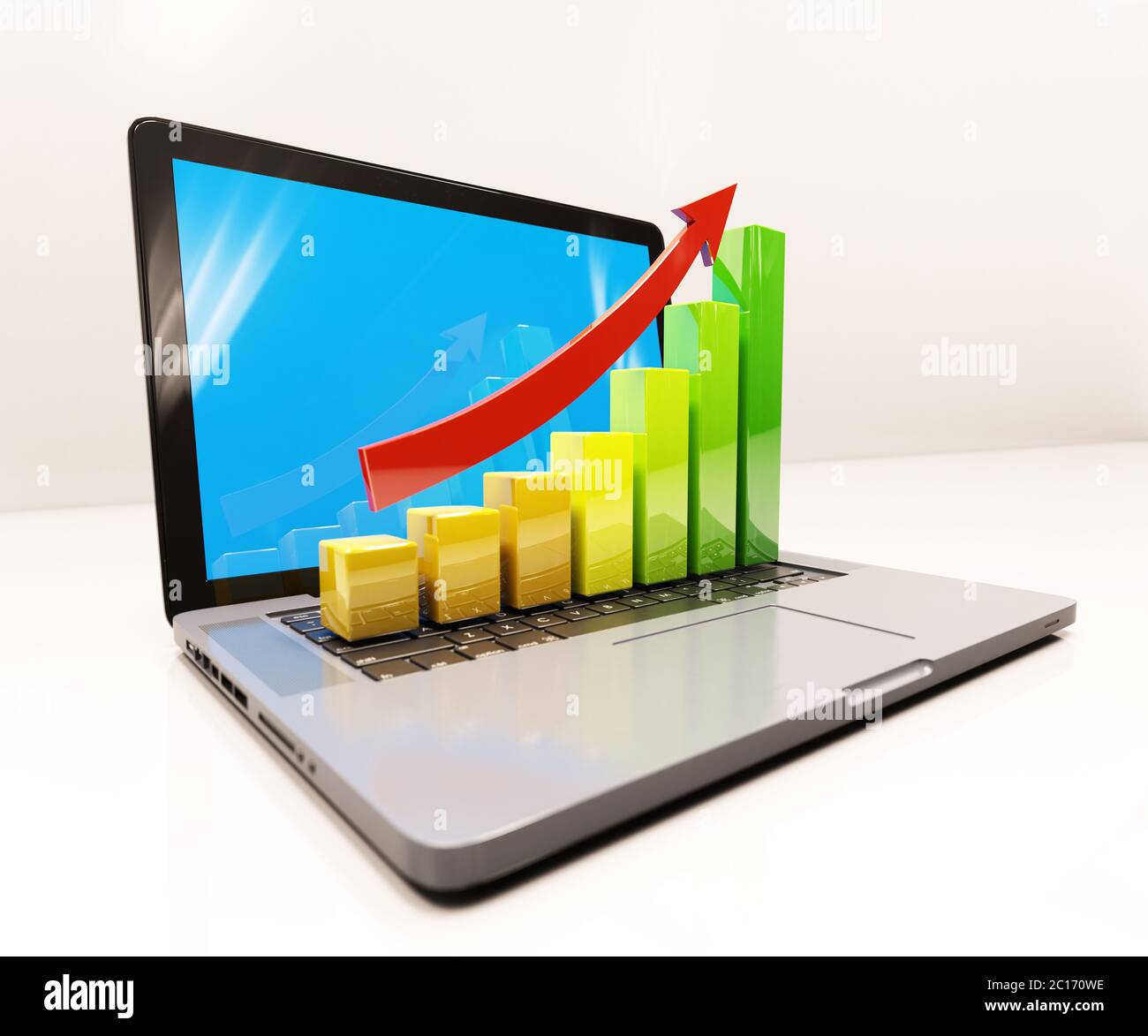 Growth Chart on Laptop Computer Stock Photo - Alamy