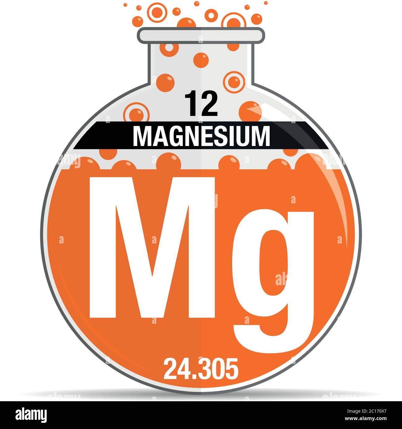 Magnesium symbol on chemical round flask. Element number 12 of the ...