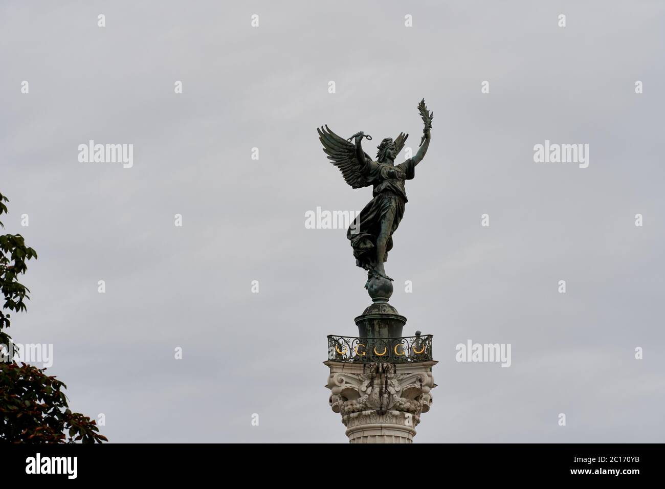 The winged statue on top of the Monument to the Girondins pedestal ...