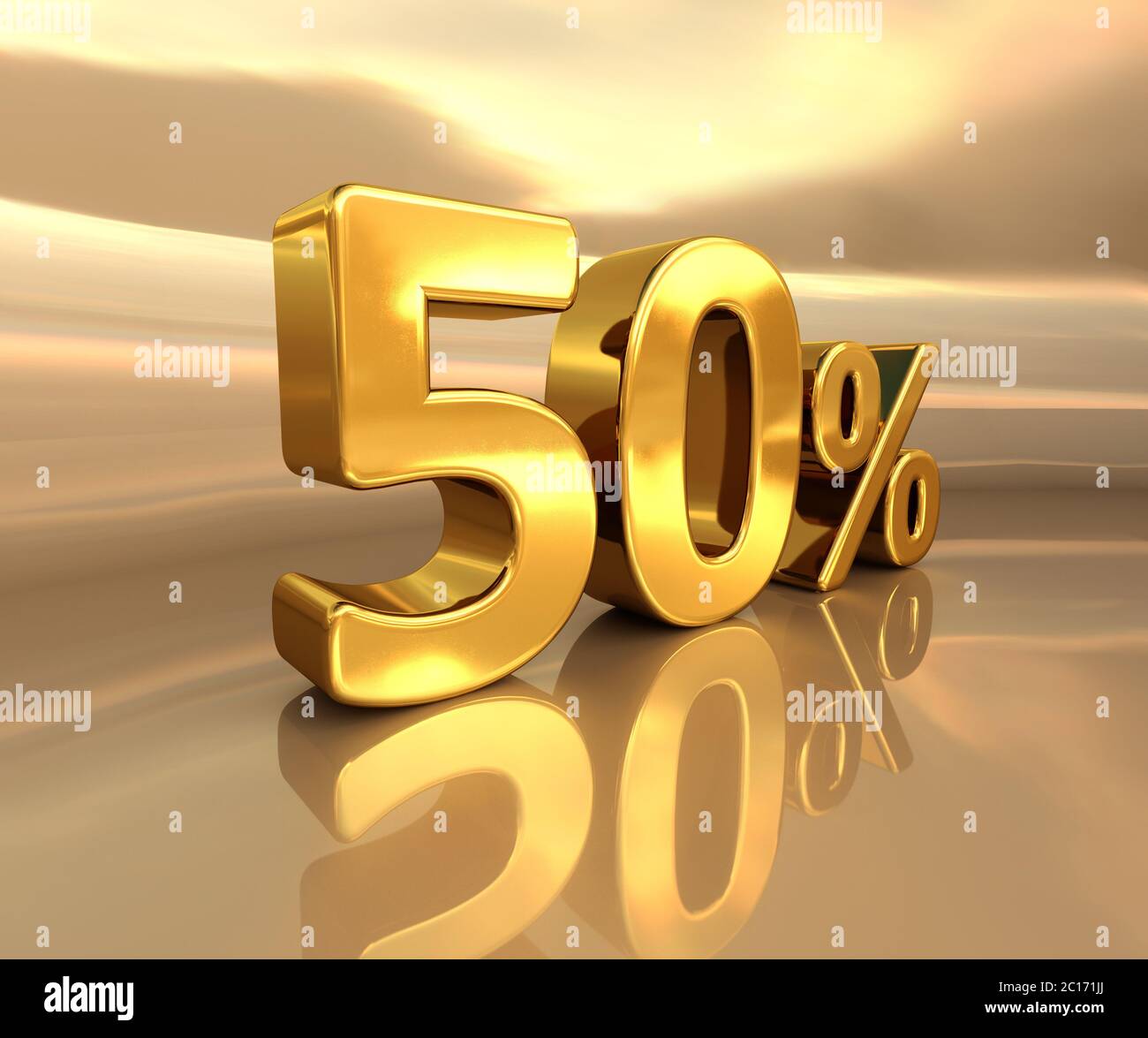 Gold 50%, Fifty Percent Discount Sign Stock Photo - Alamy