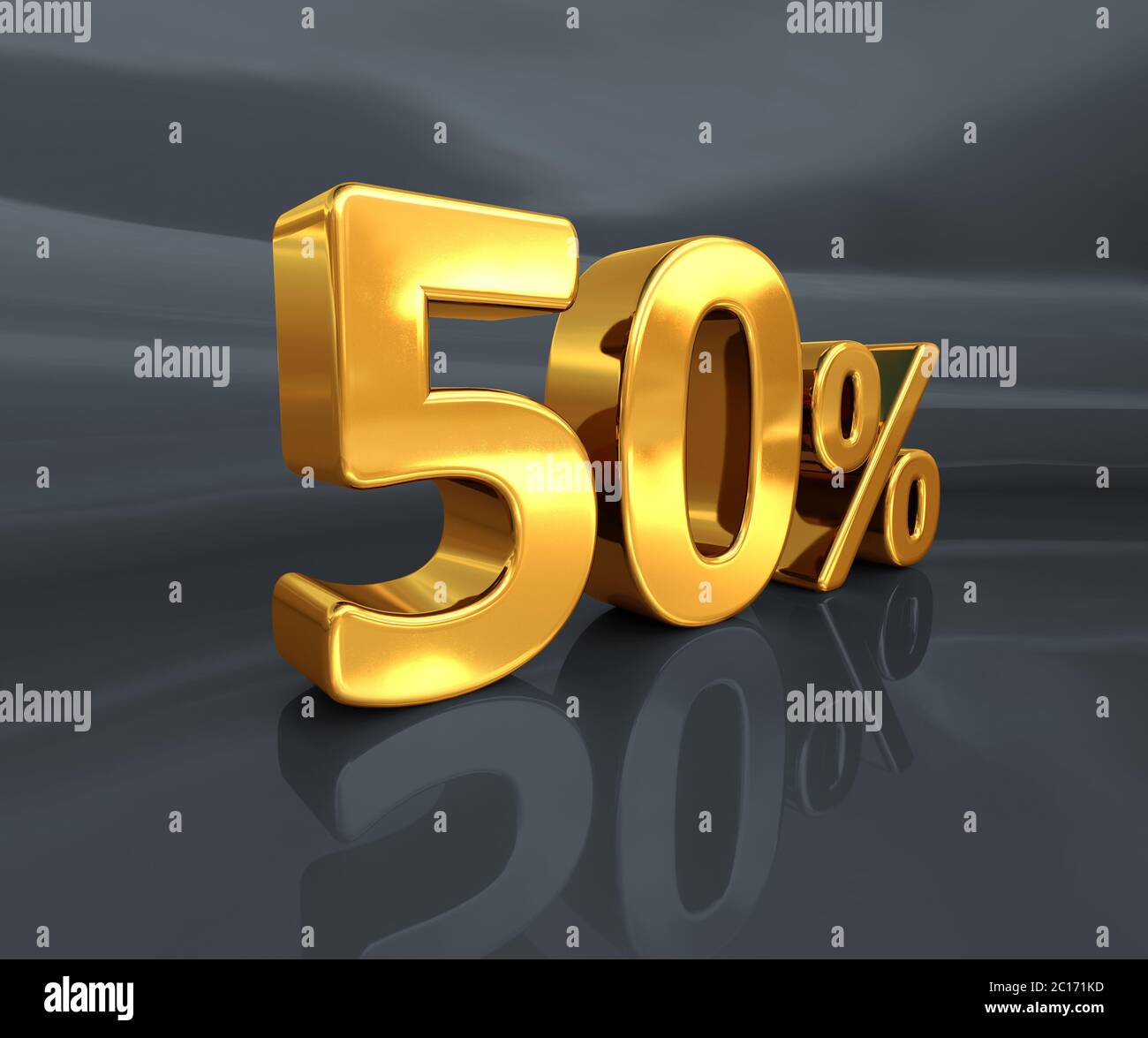 Gold 50%, Fifty Percent Discount Sign Stock Photo - Alamy