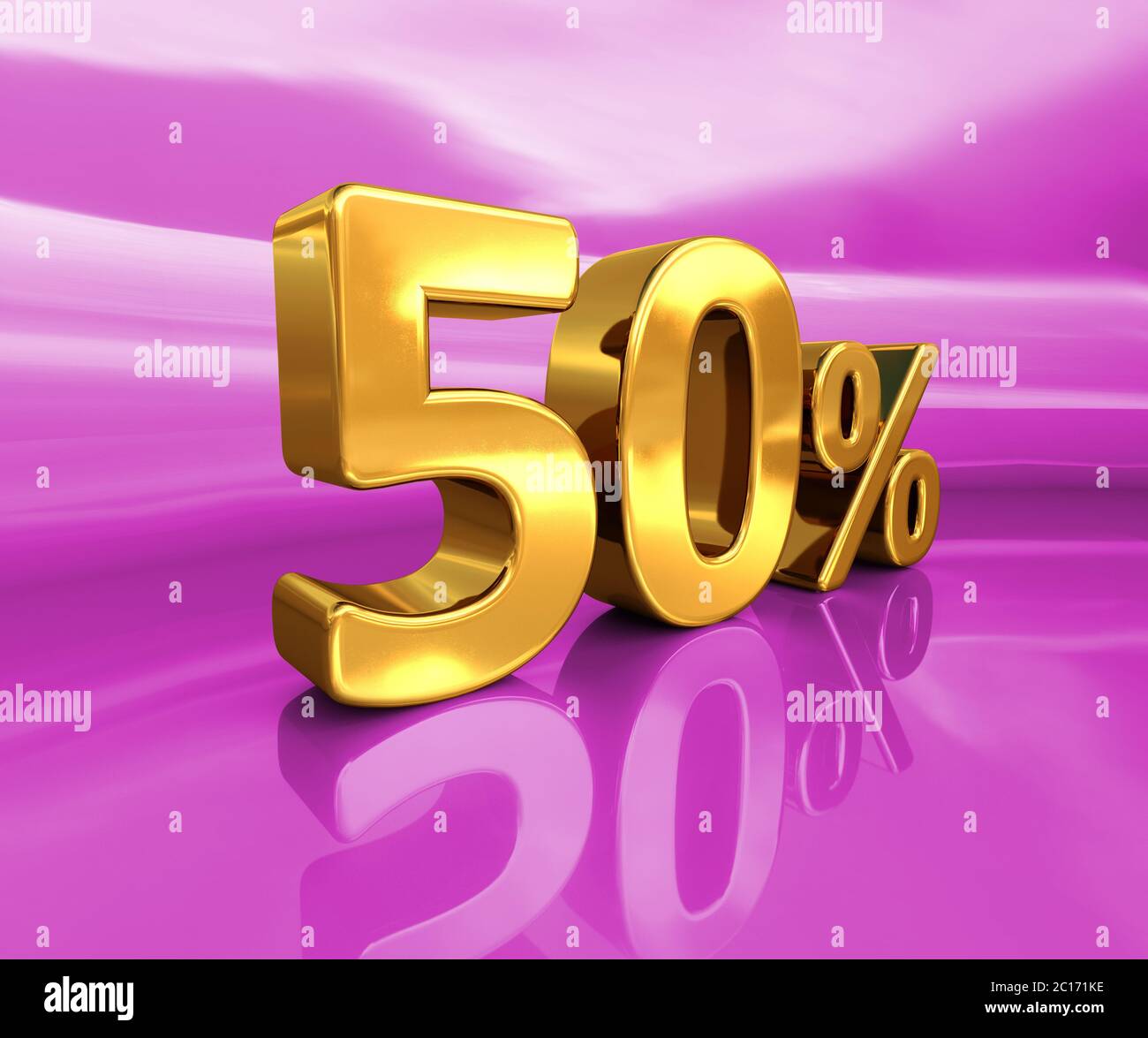 Gold 50%, Fifty Percent Discount Sign Stock Photo - Alamy