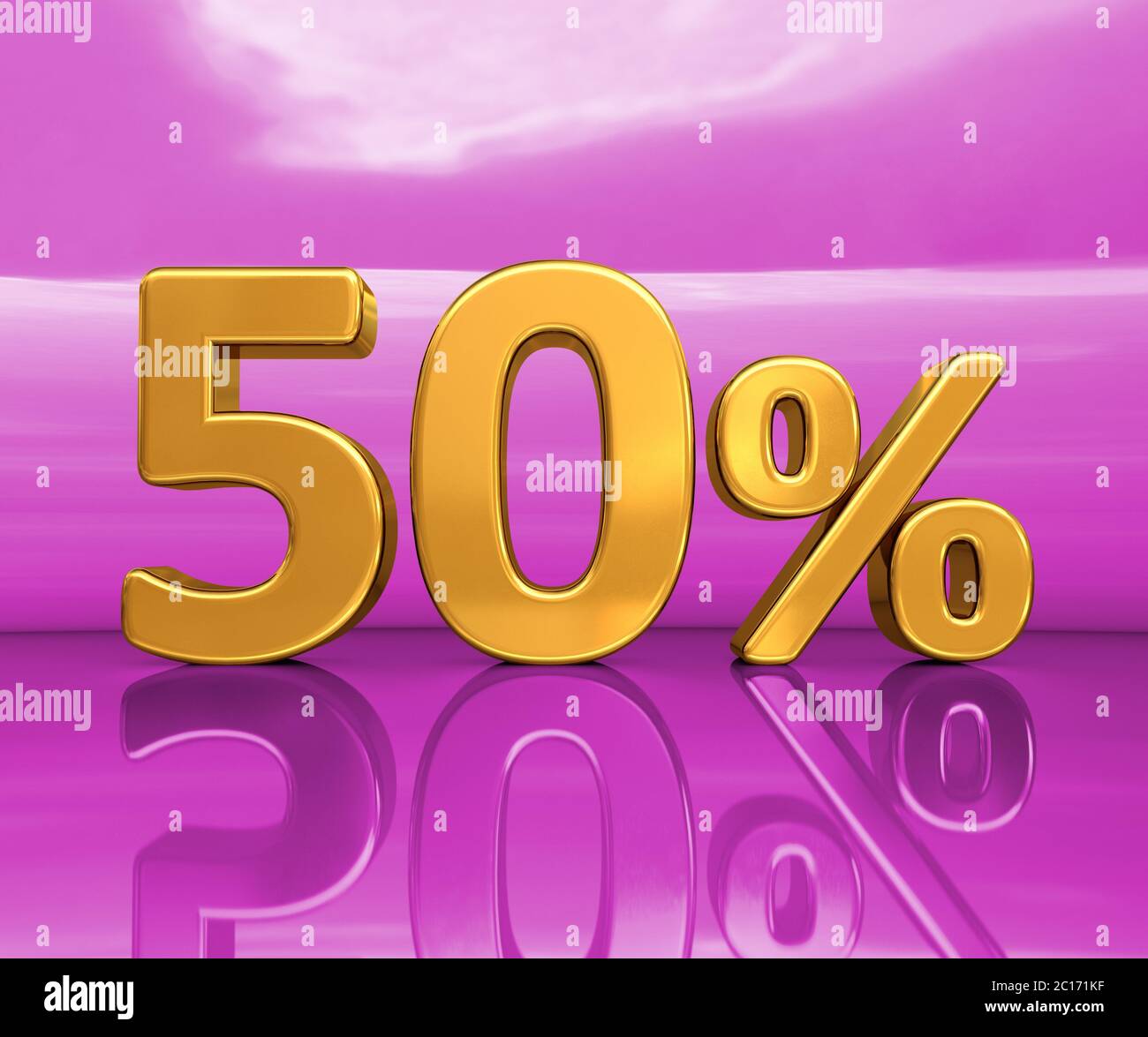 Gold 50%, Fifty Percent Discount Sign Stock Photo - Alamy